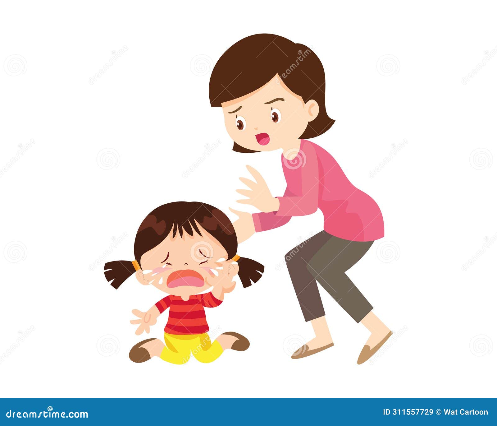 Comforting Sad Children by Parent or Teacher Stock Illustration ...