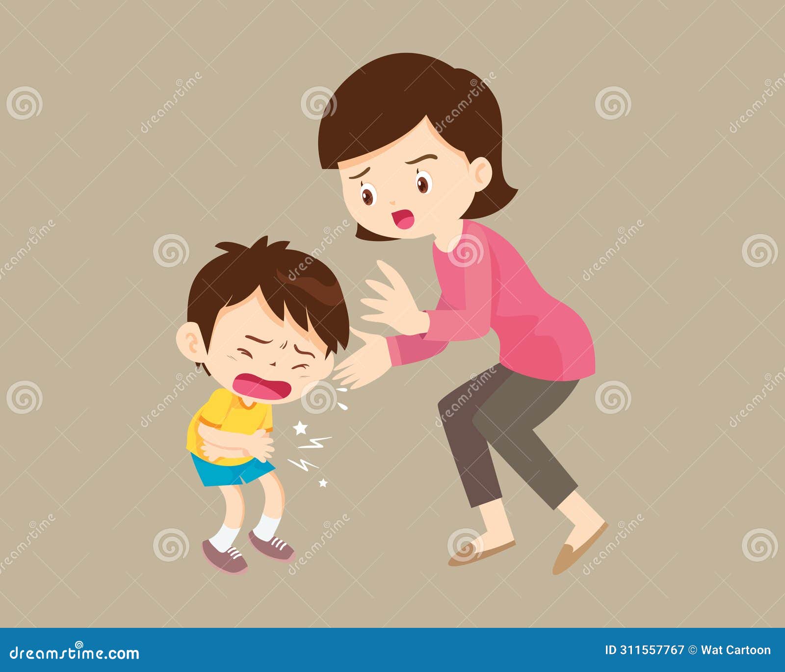 Comforting Sad Children by Parent or Teacher Stock Illustration ...