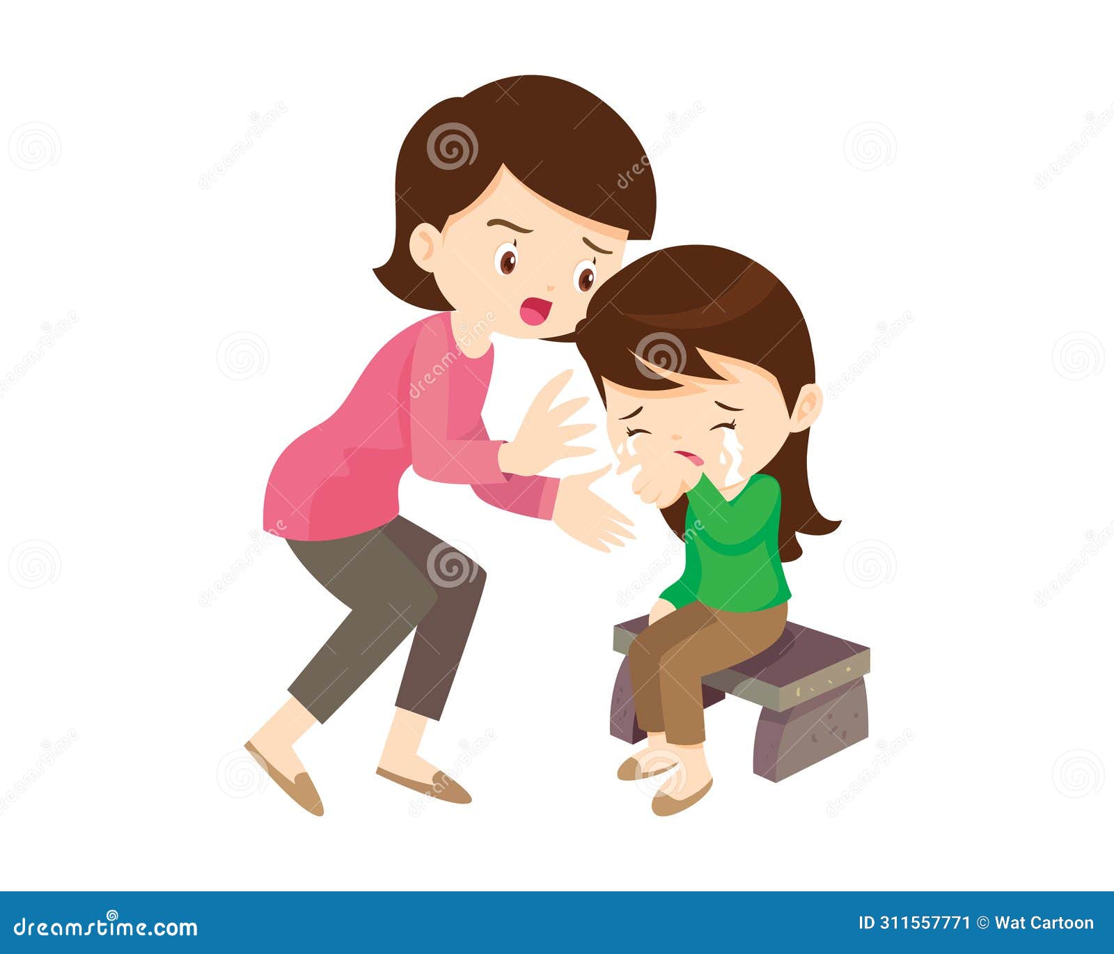 Comforting Sad Children by Parent or Teacher Stock Illustration ...