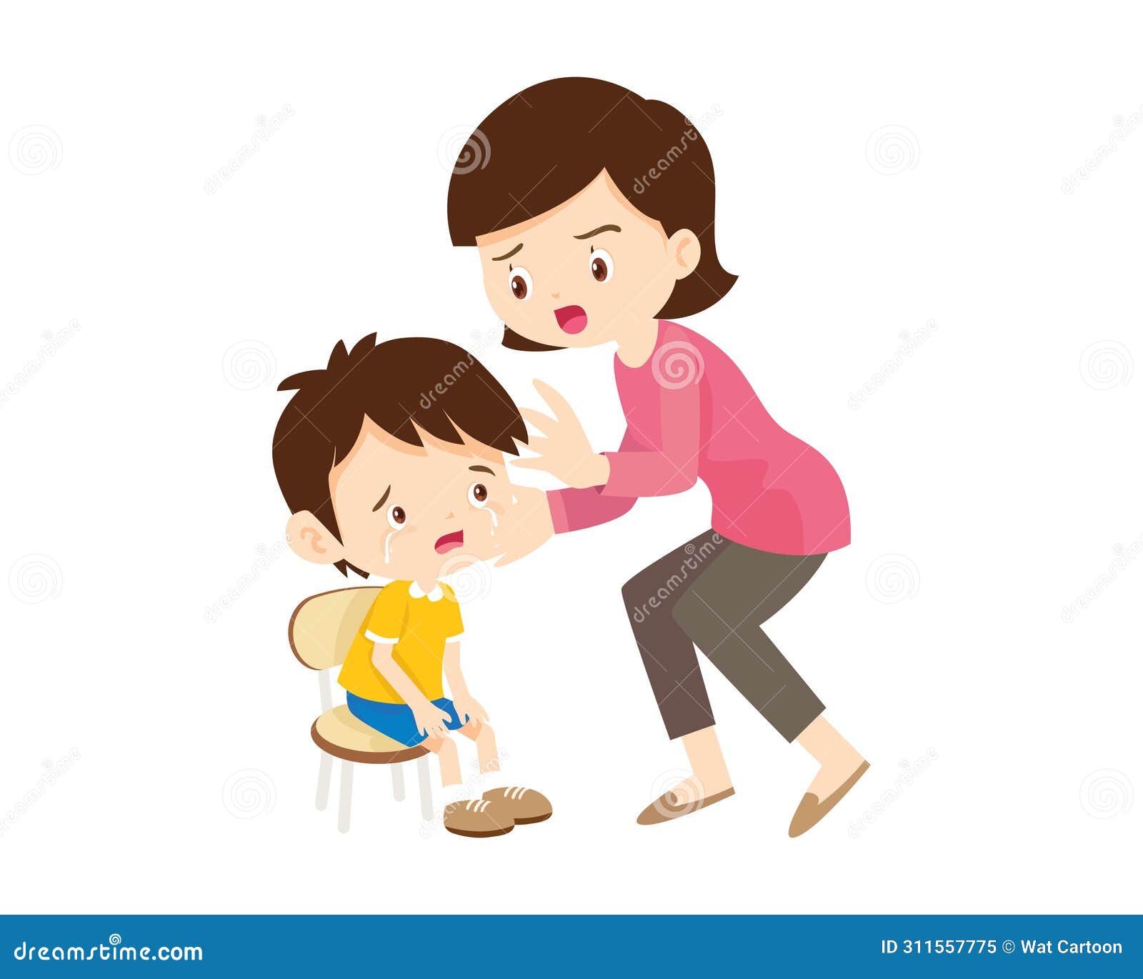 Comforting Sad Children by Parent or Teacher Stock Illustration ...