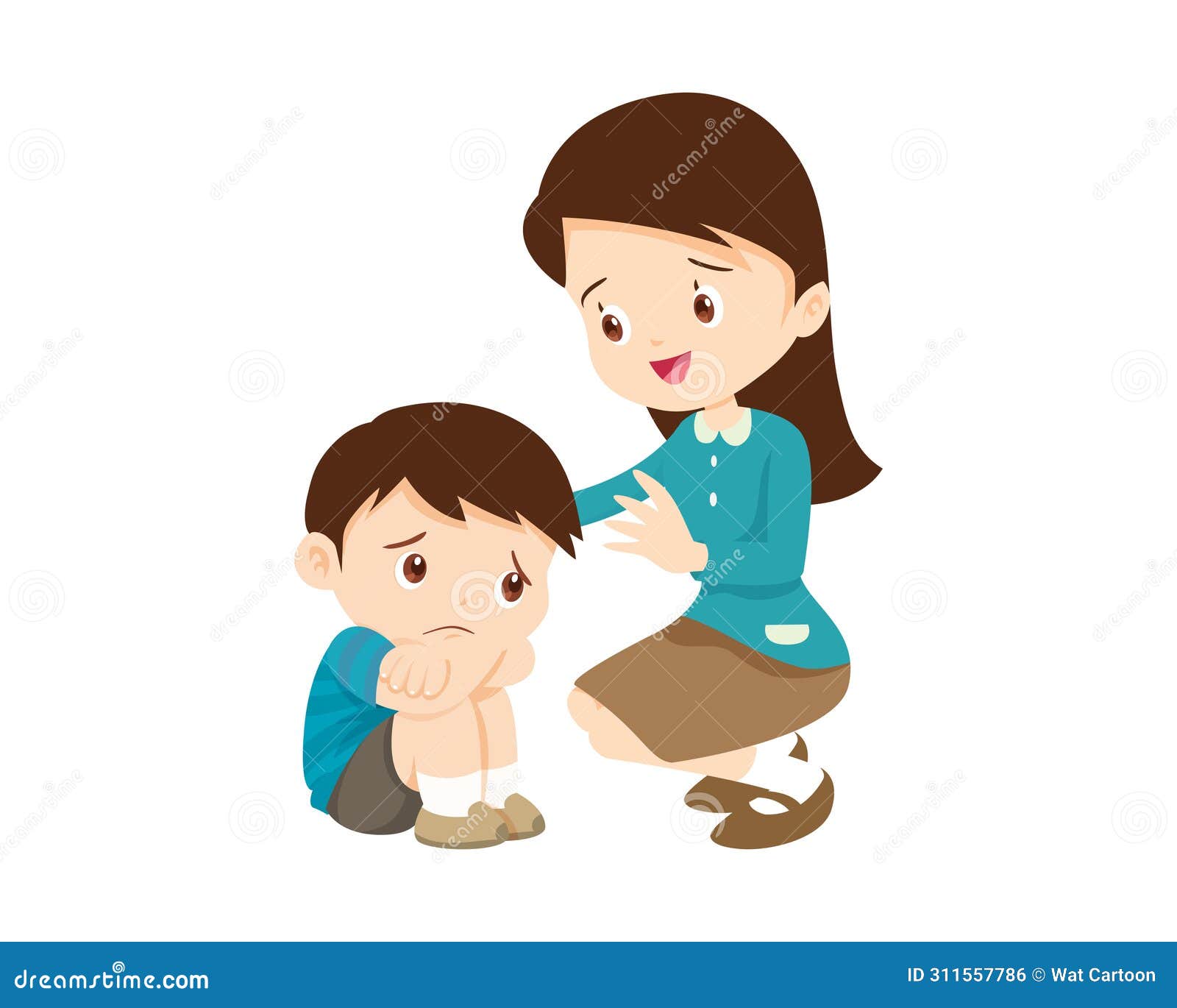 Comforting Sad Children by Parent or Teacher Stock Vector ...