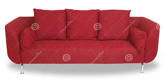 Comfy Red Couch Sofa Isolated with Path Stock Photo - Image of path ...
