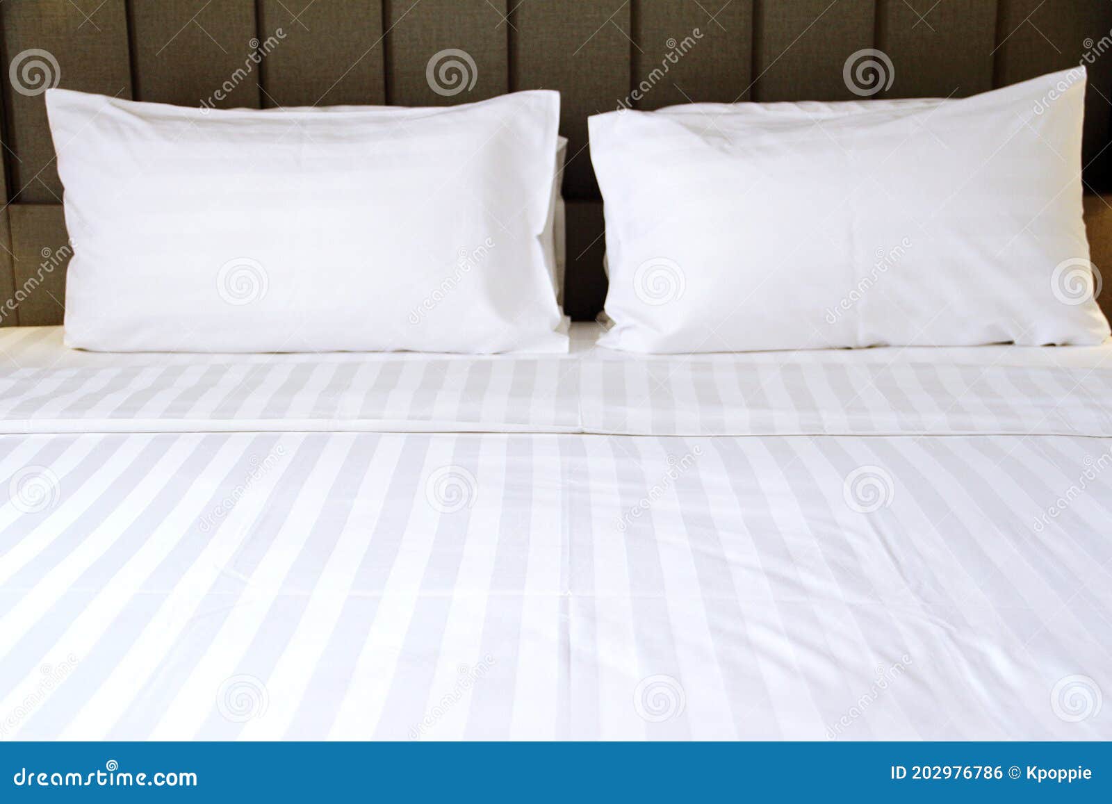 Comfy white bed set stock photo. Image of closeup, house - 202976786