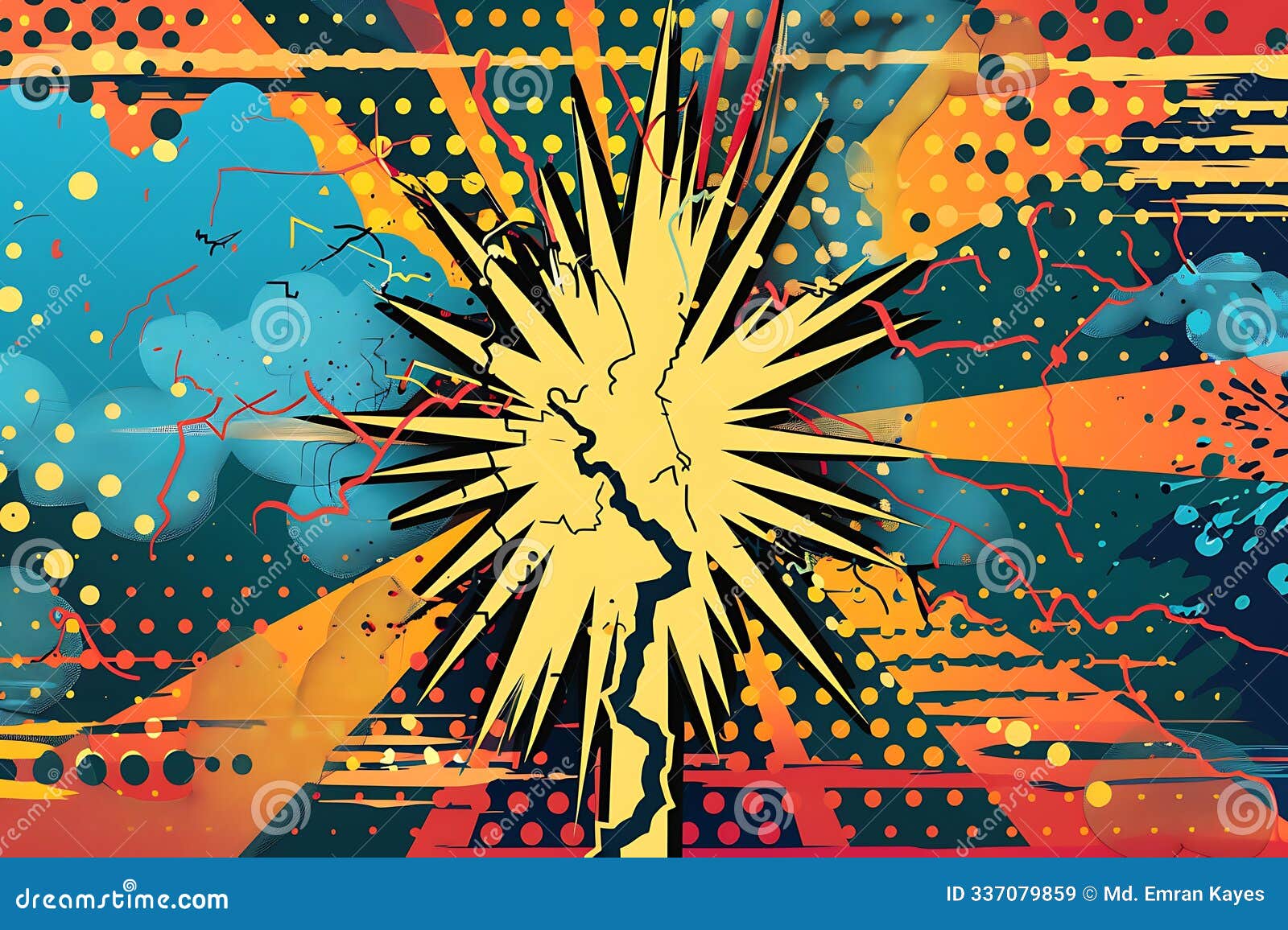 Comic Abstract Pop Art Background, Thunder Concept Stock Image - Image ...