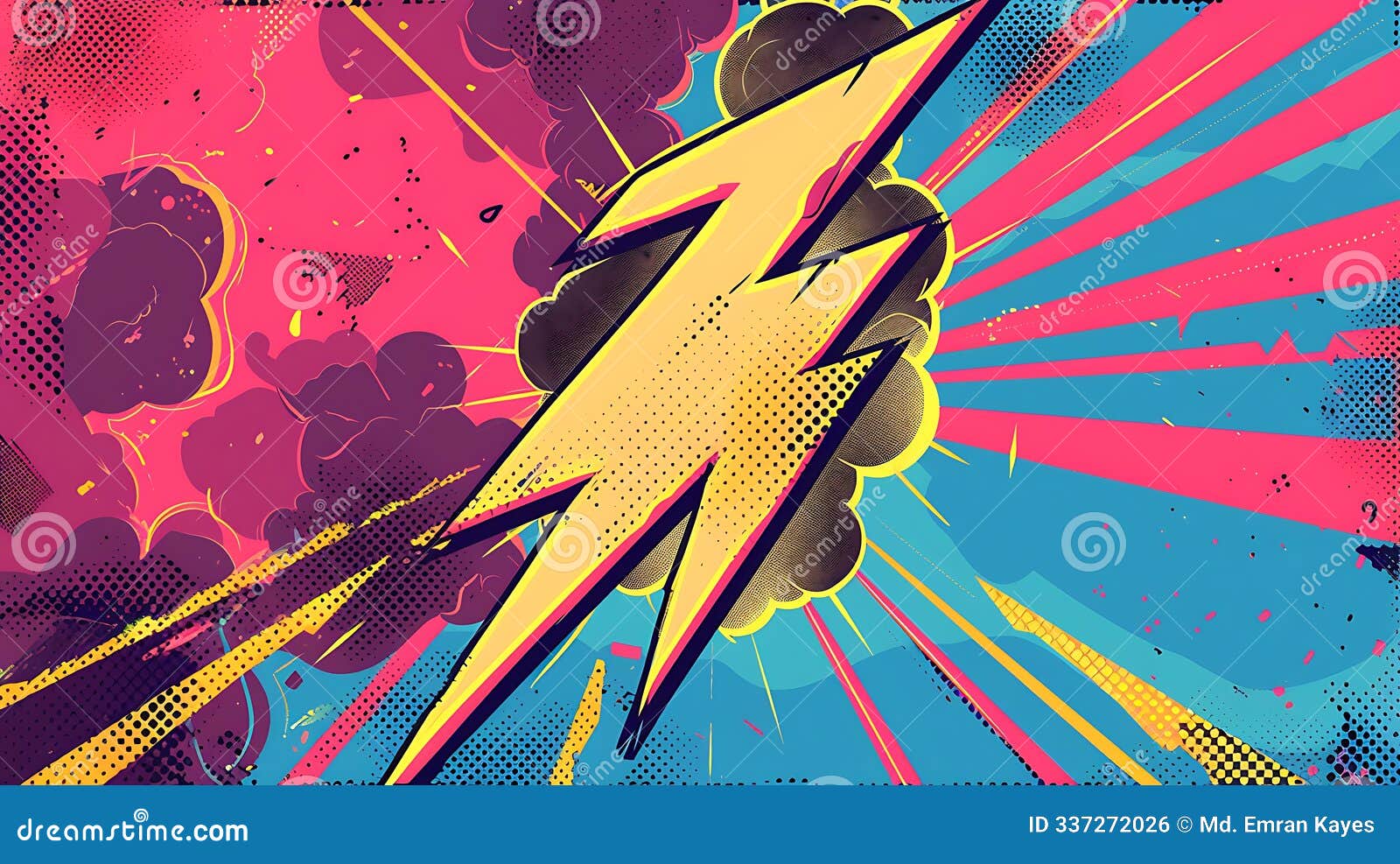 Comic Abstract Pop Art Background, Thunder Concept Stock Photo - Image ...