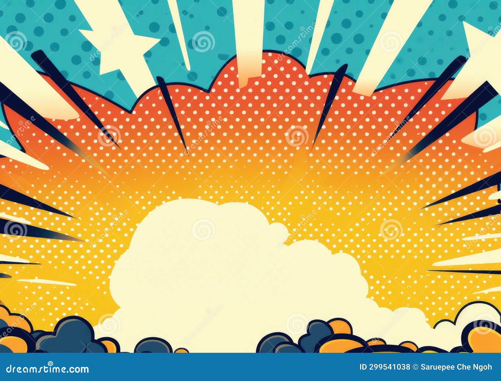 Comic Abstract Pop Art Background with Thunder. Comic Pattern with ...