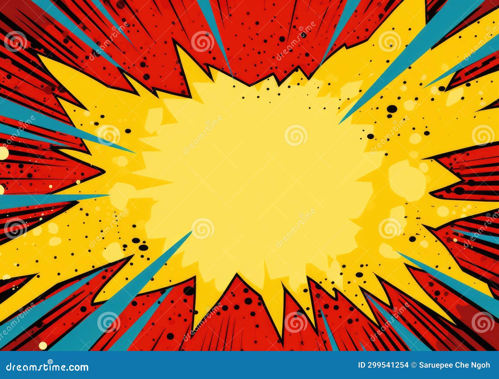 Comic Abstract Pop Art Background with Thunder. Comic Pattern with ...