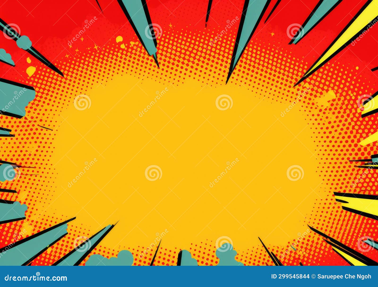 Comic Abstract Pop Art Background with Thunder. Comic Pattern with ...
