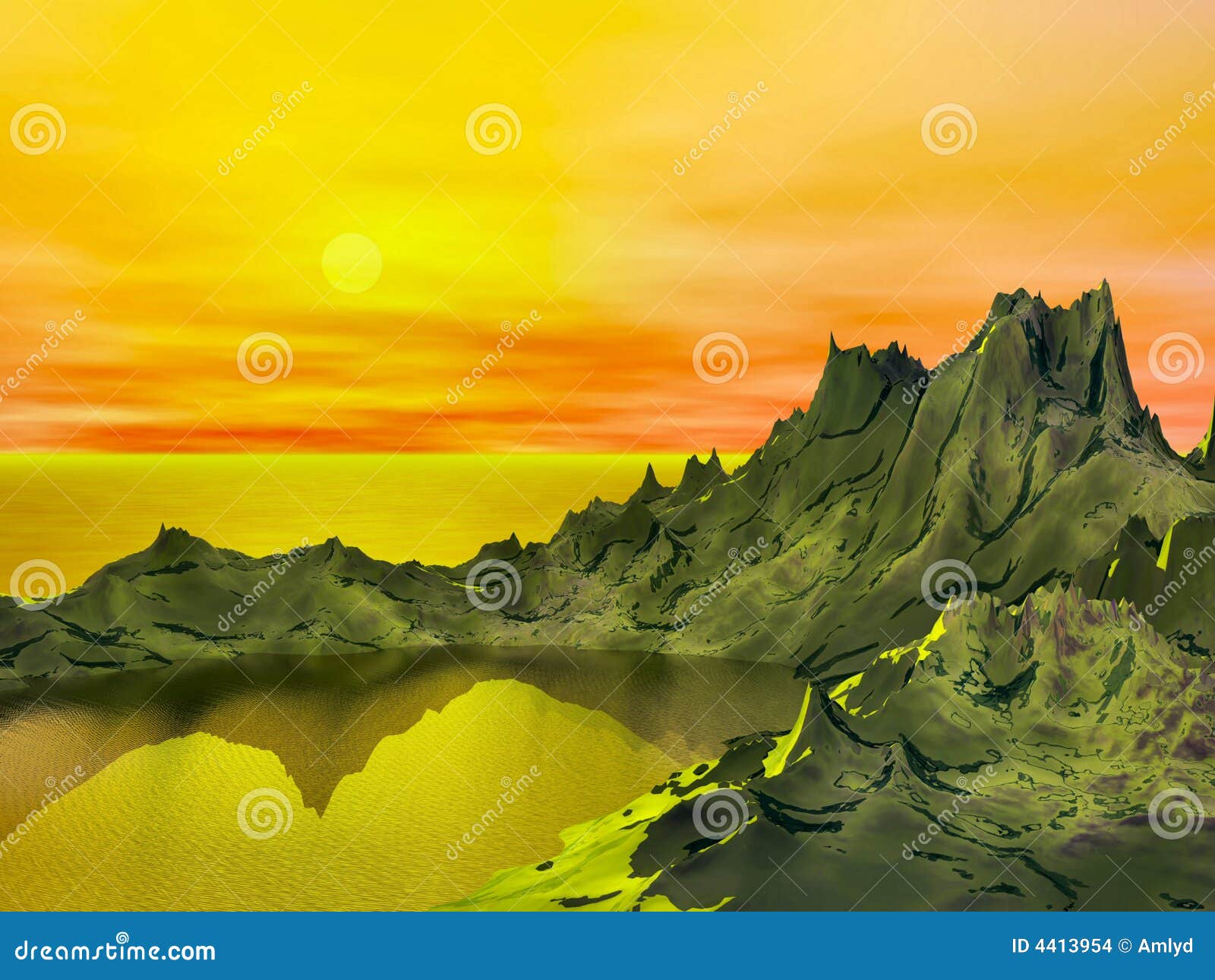 Comic alien sunset stock illustration. Illustration of rotating - 4413954