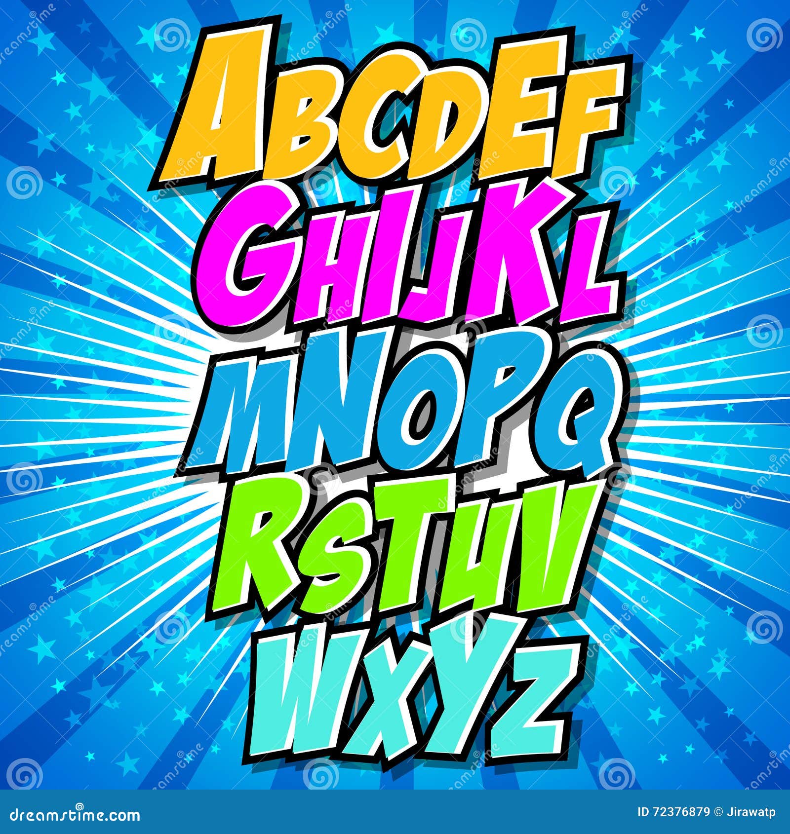 Comic Alphabet Set. Letters, for Kids Stock Vector - Illustration of ...