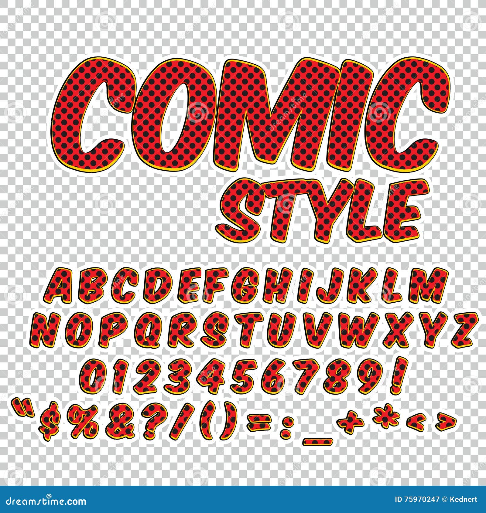 Comic Alphabet Set. Letters, Numbers and Figures for Kids Illustrations ...