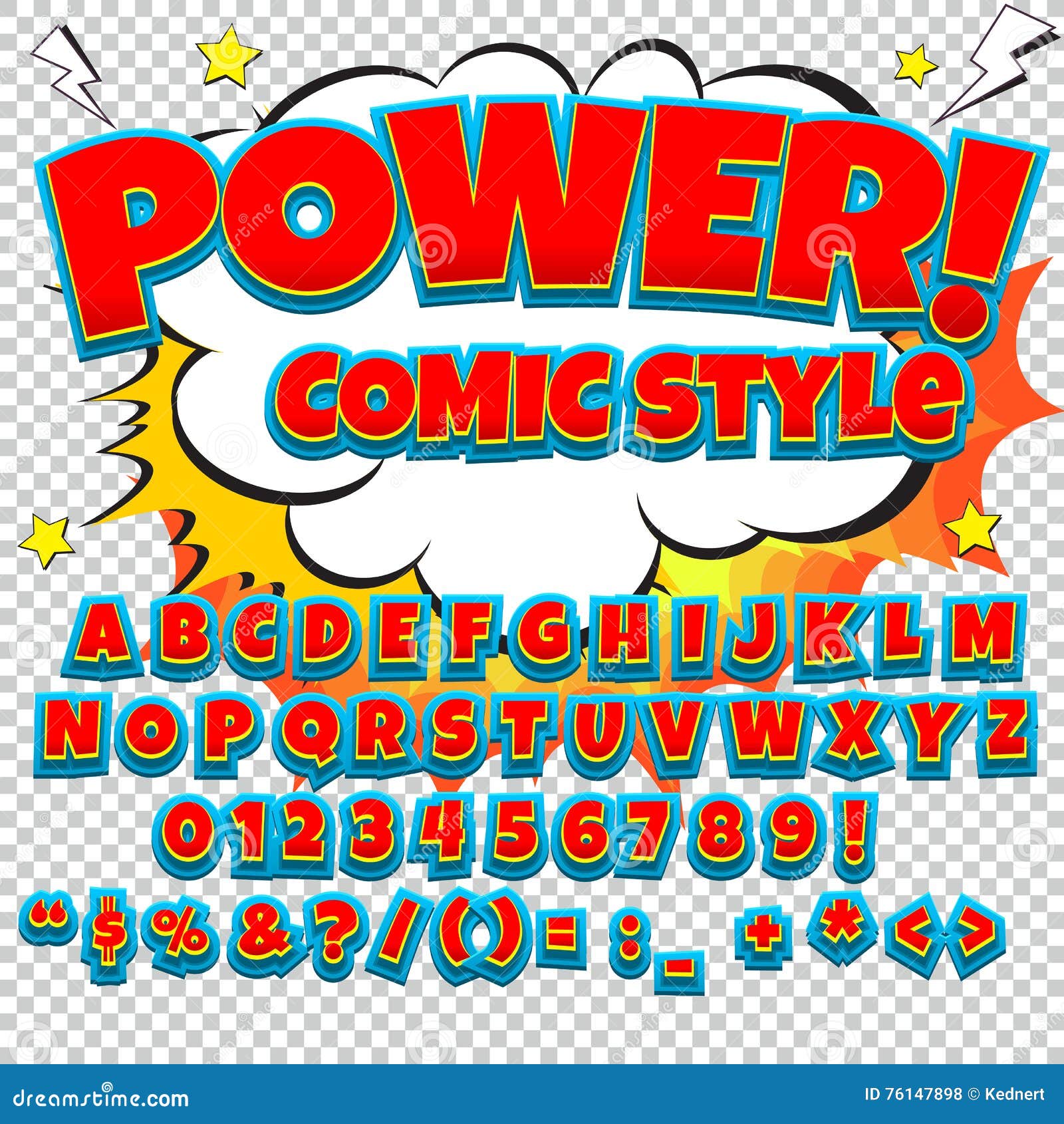 Comic Alphabet Set. Letters, Numbers and Figures for Kids Illustrations ...