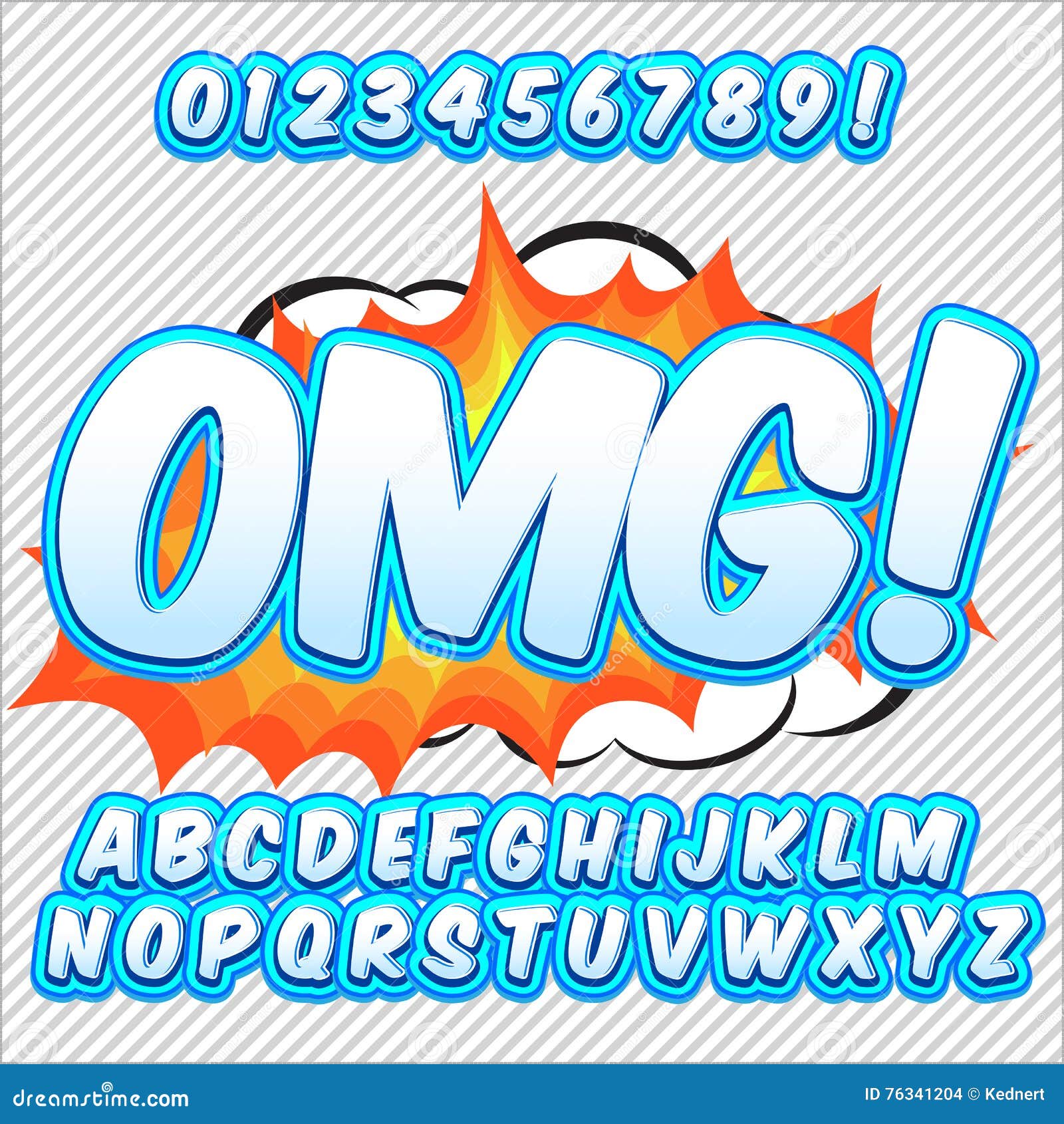 Comic Alphabet Set. Letters, Numbers and Figures for Kids Illustrations ...