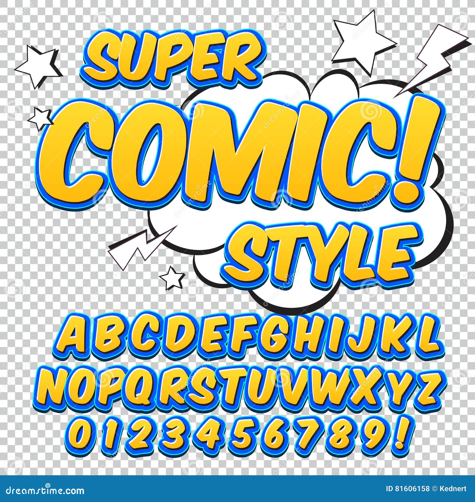 Comic Alphabet Set. Letters, Numbers and Figures for Kids ...