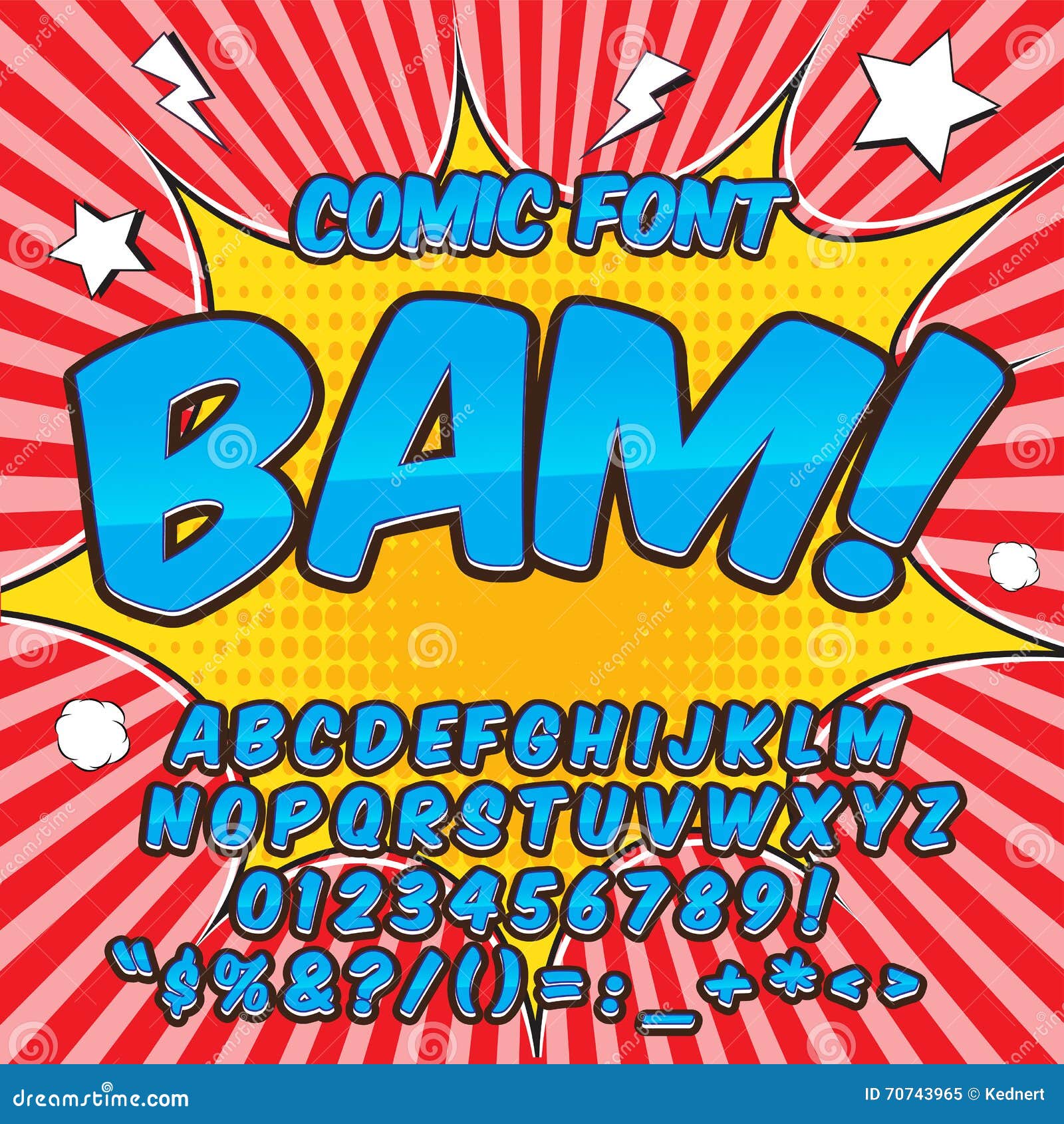 Comic Alphabet Set. Light Blue Color Version Stock Vector ...