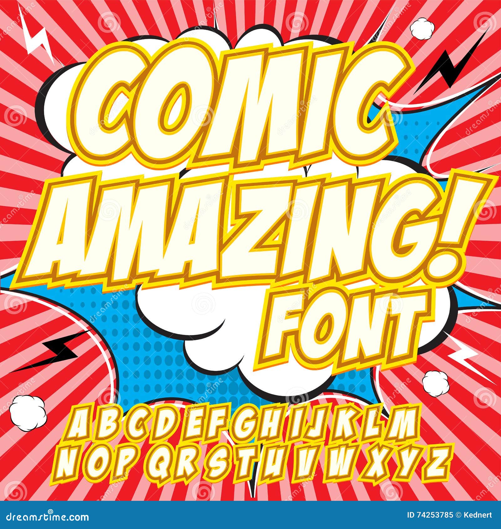 Comic Alphabet Set. Light Yellow Color Version Stock Vector ...