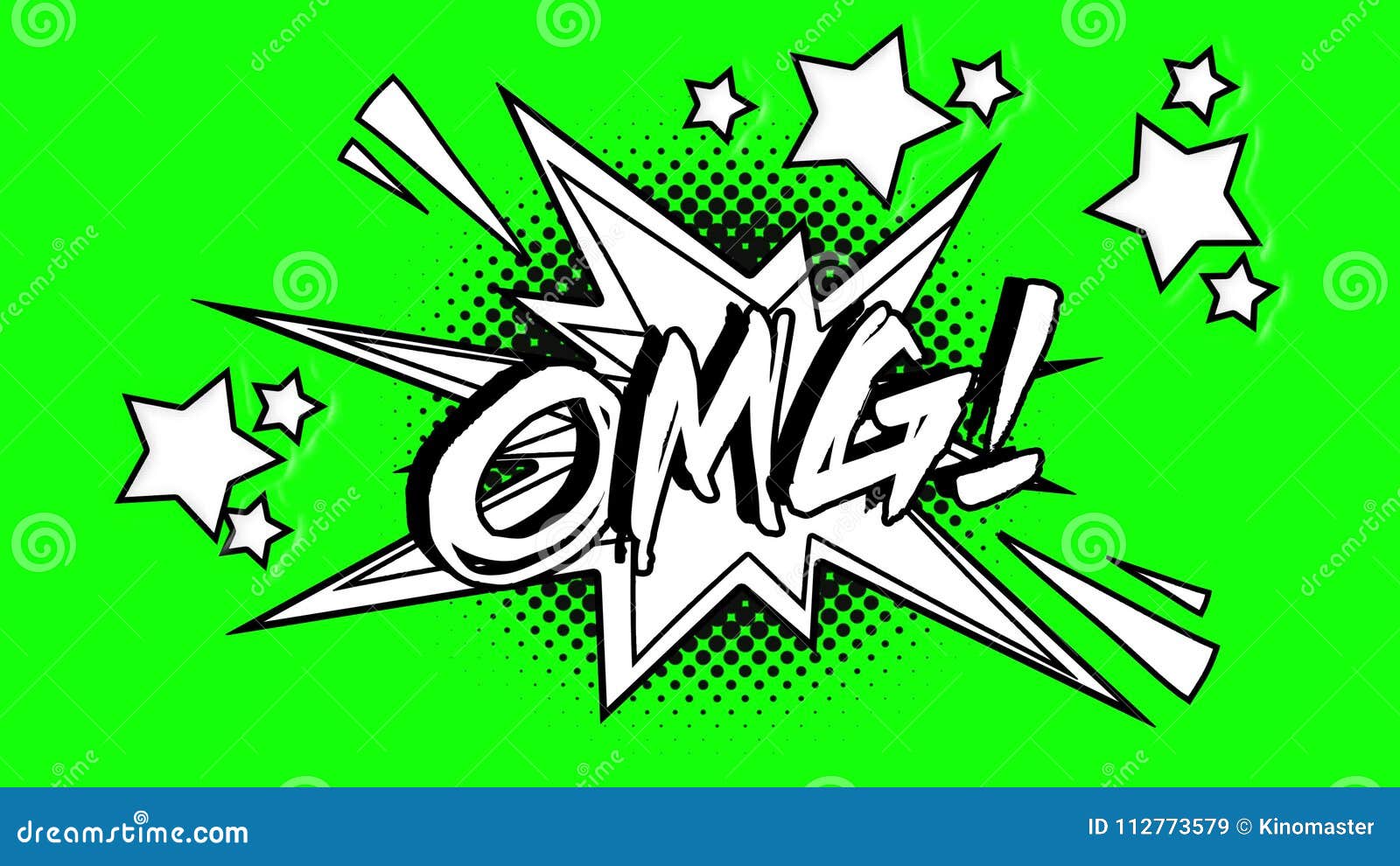 Comic Animation of the Word Omg Flies Out of the Bubble. Green Screen ...