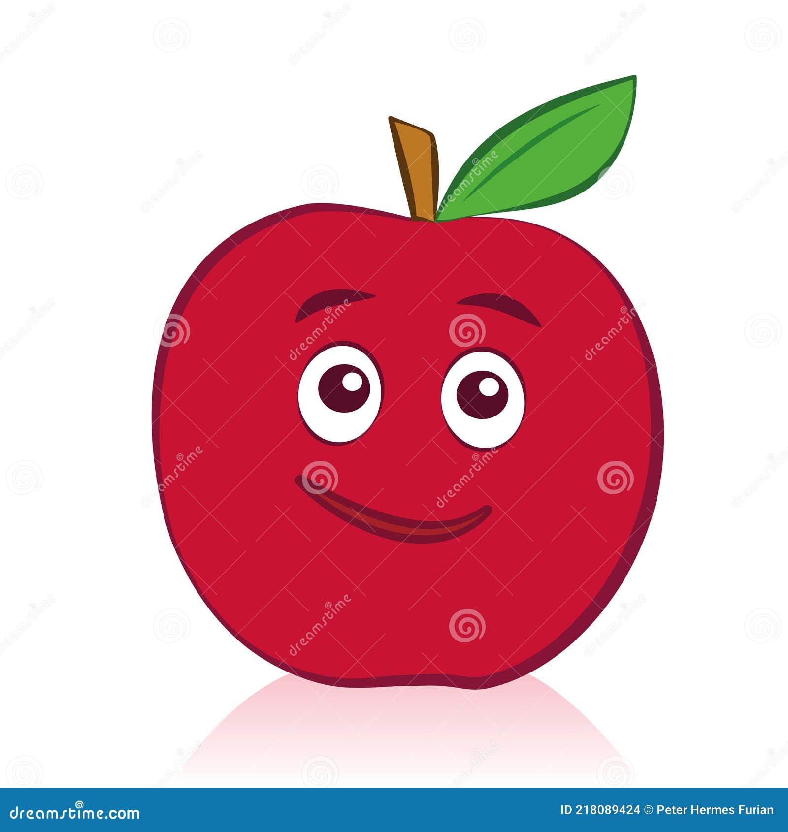 Comic Apple Smiling Face stock vector. Illustration of vector - 218089424