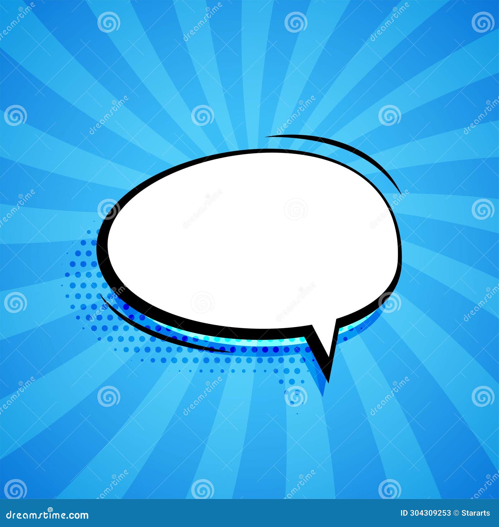 Comic Art Empty Chat Bubble Radial Background with Rays of Expression ...