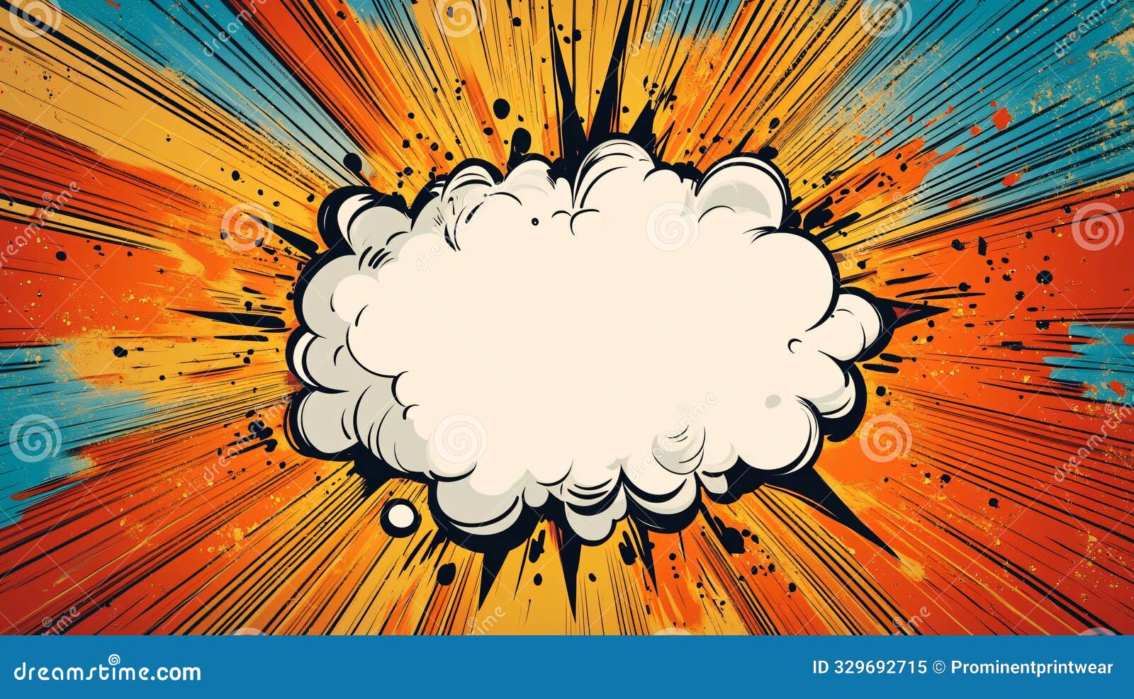 Comic Art Style Colorful Exploding Pop Speech Bubble Background ...