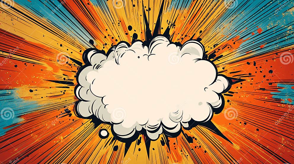 Comic Art Style Colorful Exploding Pop Speech Bubble Background ...