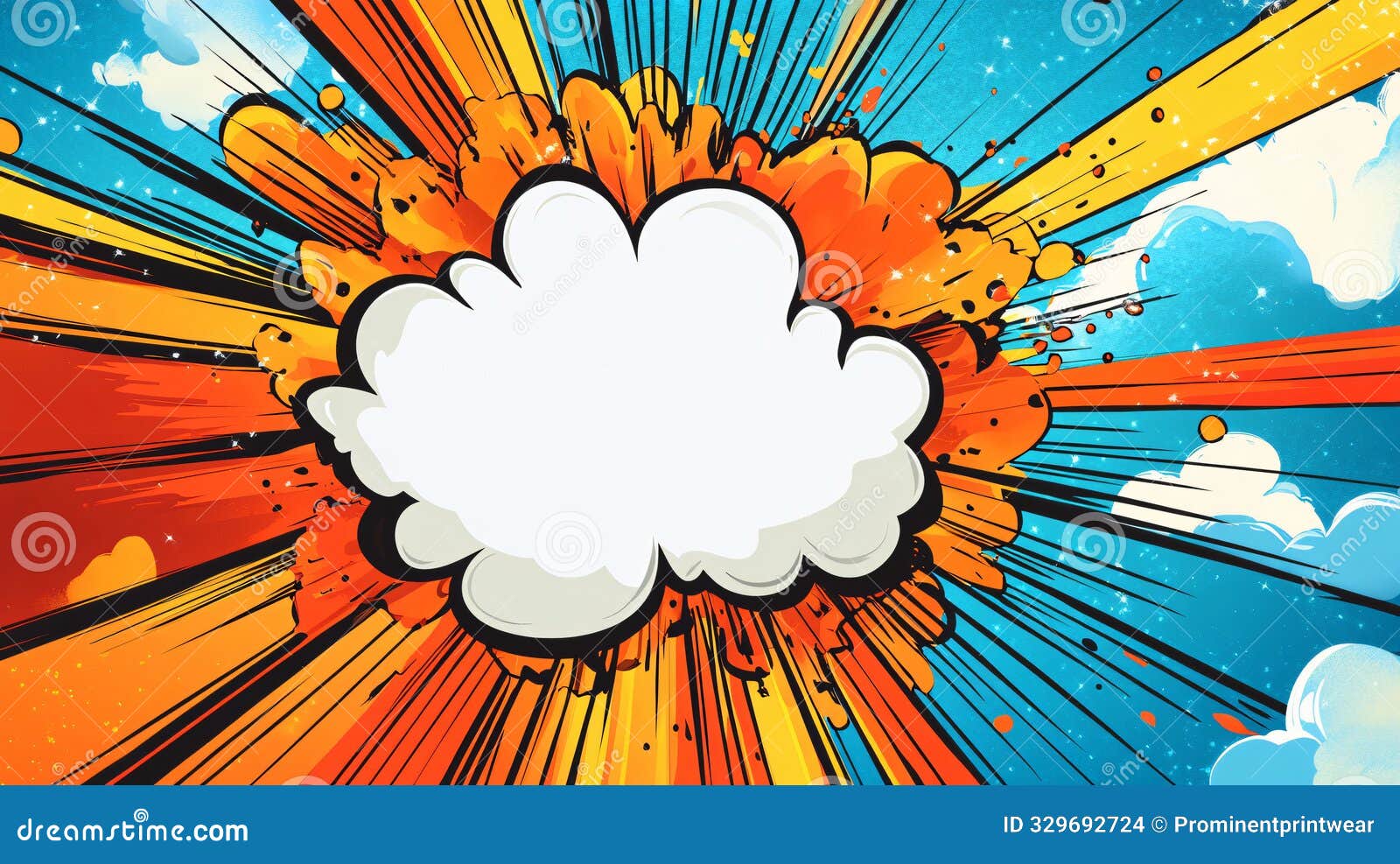 Comic Art Style Colorful Exploding Pop Speech Bubble Background ...