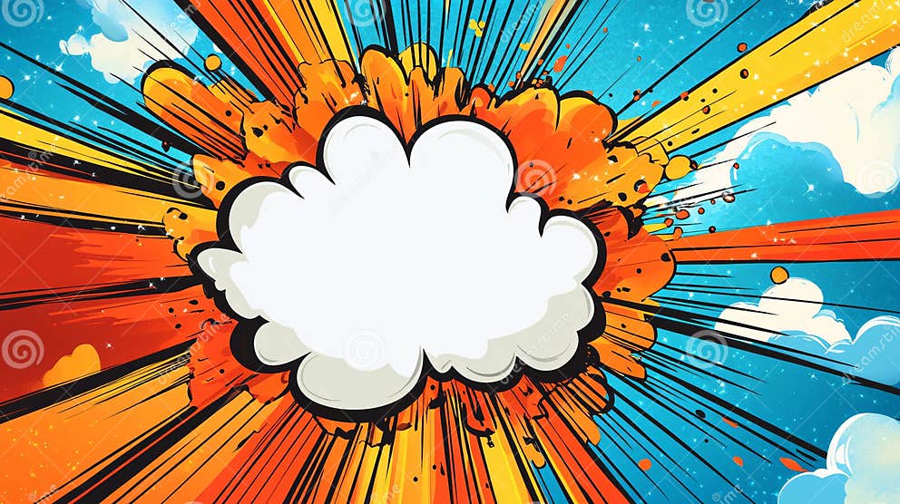 Comic Art Style Colorful Exploding Pop Speech Bubble Background ...