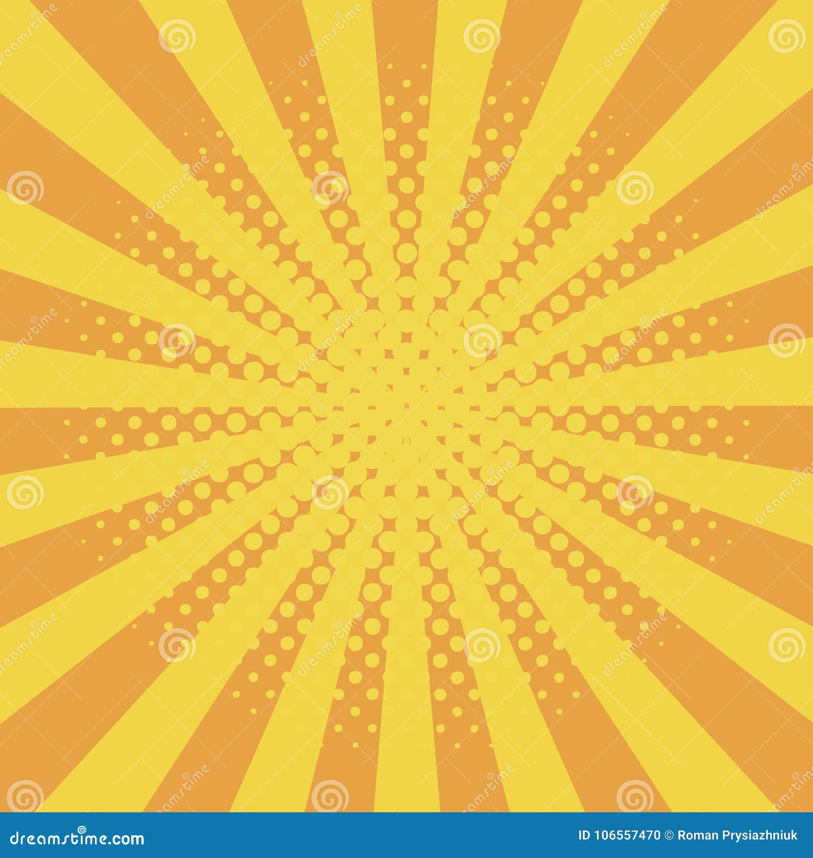 Comic Background with Halftone Effect and Sunburst. Comic Book Elements ...