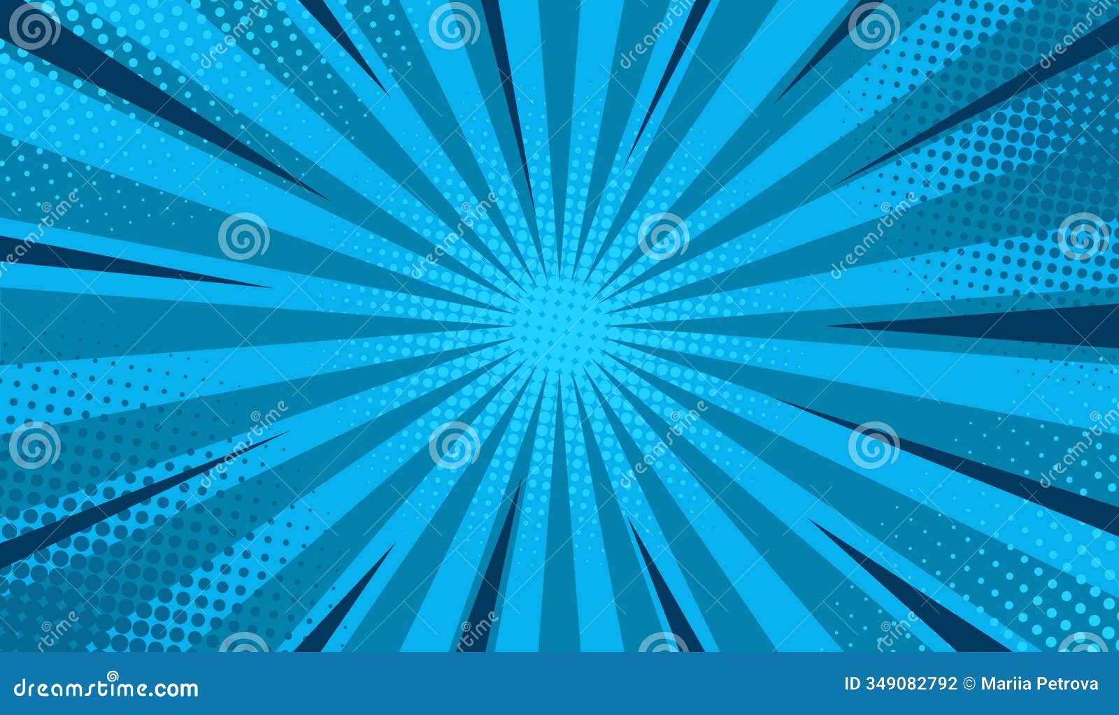 Comic Background in Pop Art Style with Sun Rays and Dots. Retro Style ...