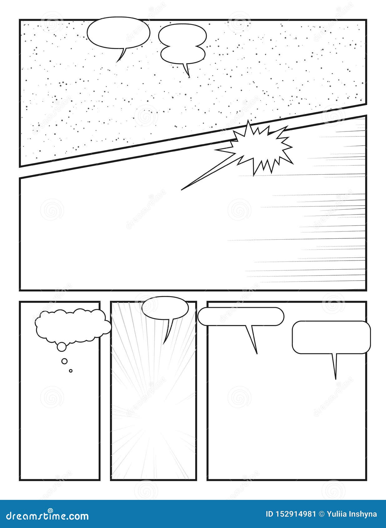 Comic Background with Rays, Manga Style, Vector Illustration Stock ...