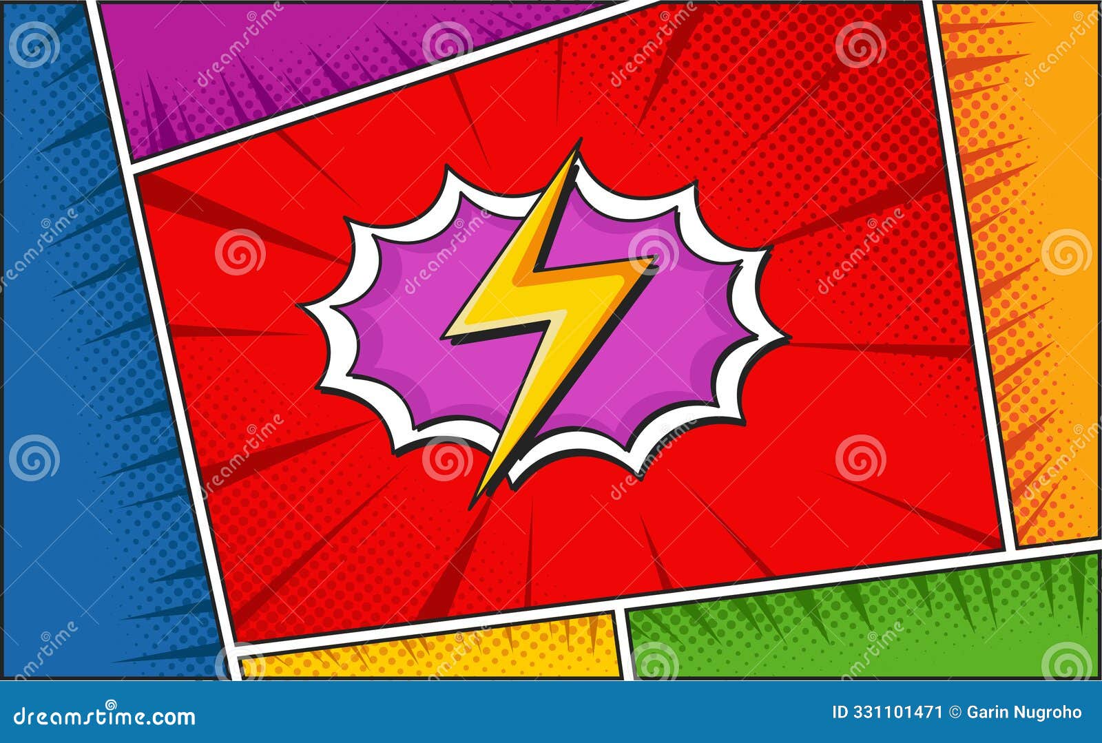 Comic Background with Thunder Flash Stock Vector - Illustration of ...