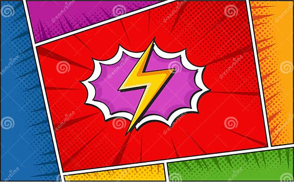 Comic Background with Thunder Flash Stock Vector - Illustration of ...