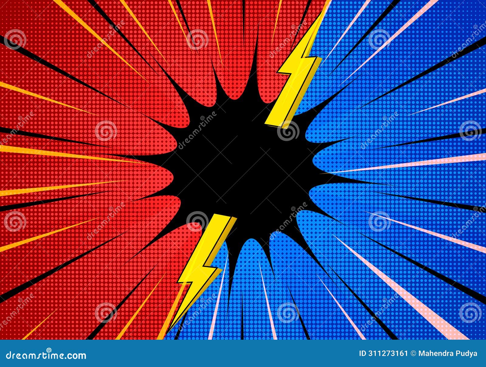 Comic Background with Yellow Lighting Stock Vector - Illustration of ...