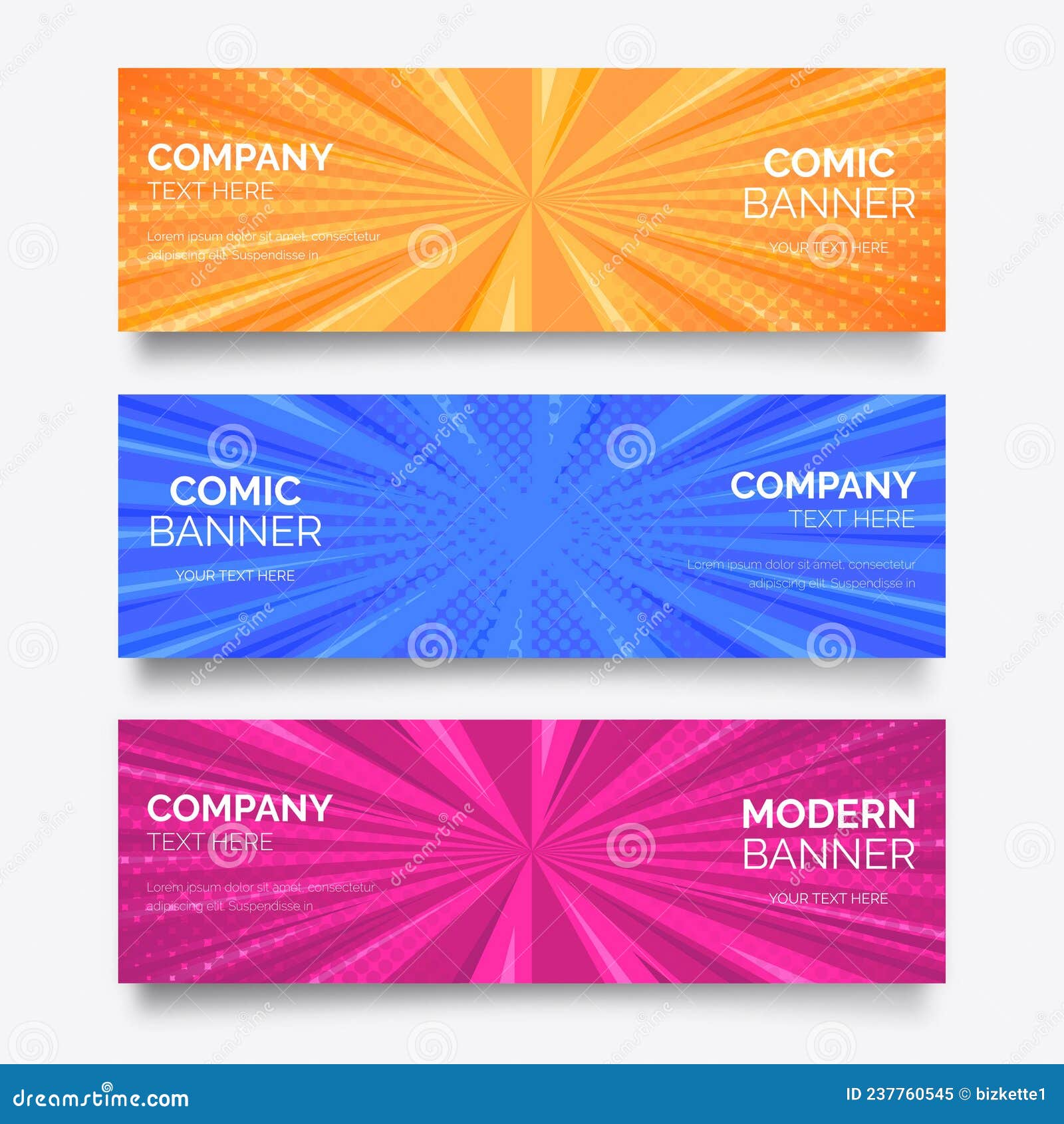 Comic Banner Collection Design Illustration Stock Vector - Illustration ...