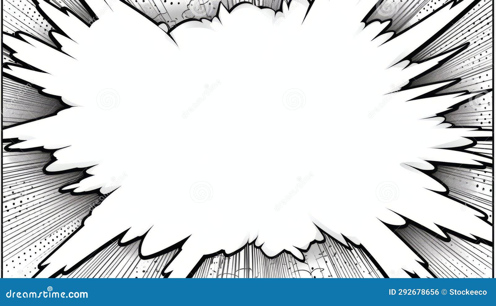 Comic Black and White Explosion Background with Detailed Line Drawings ...