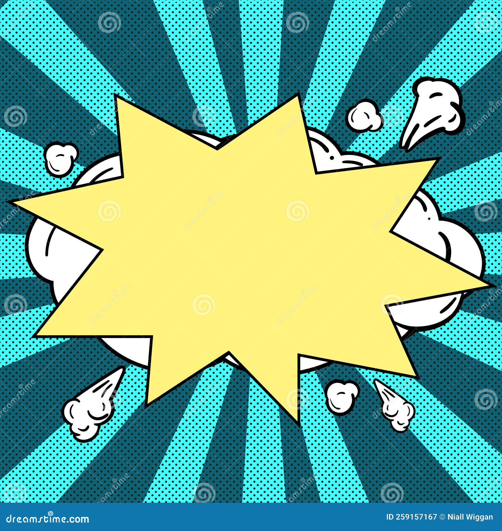 Comic Blank Speech Bubble with Copy Space Over Circular Color ...