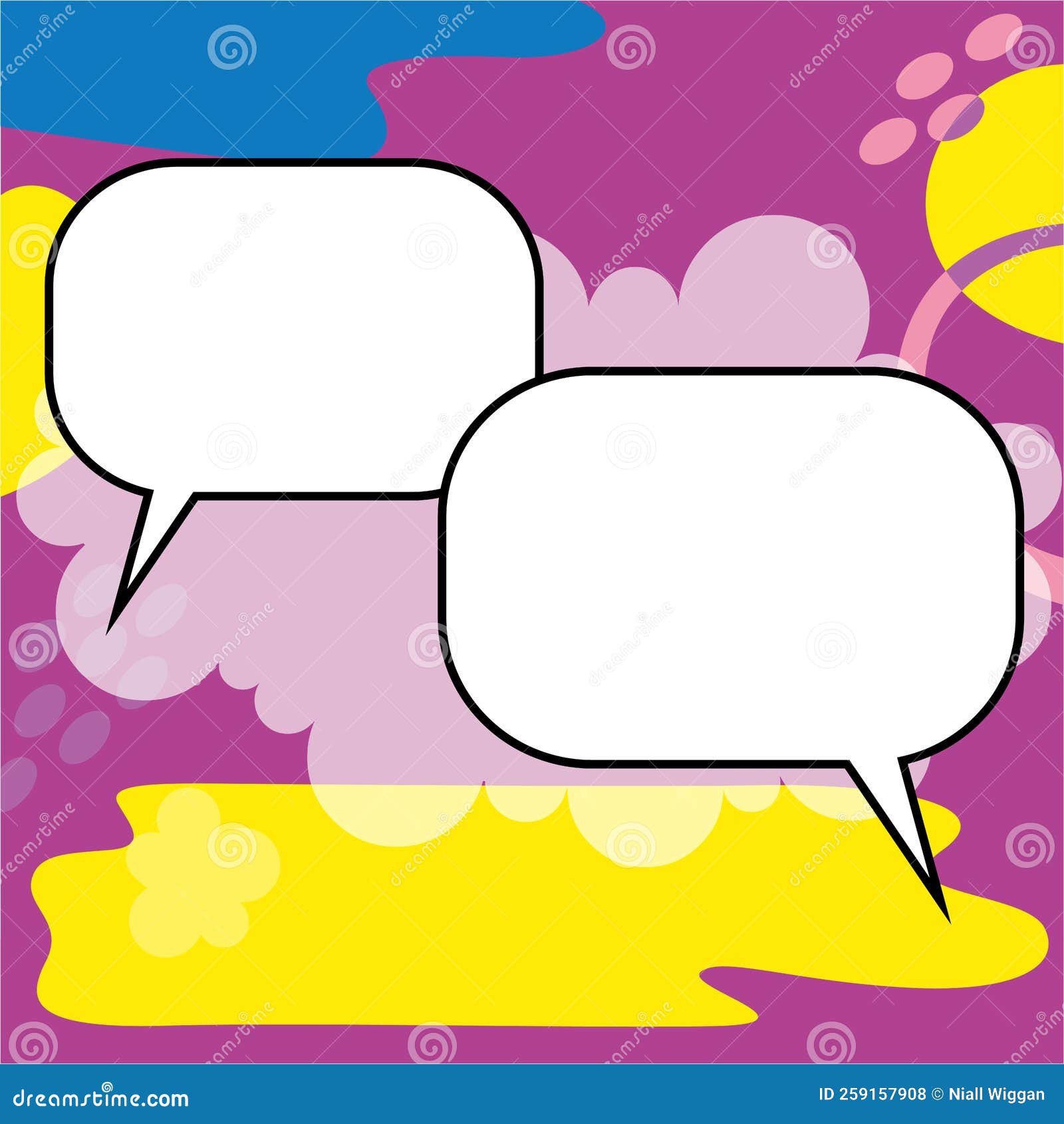 Comic Blank Speech Bubble with Copy Space Over Circular Color ...