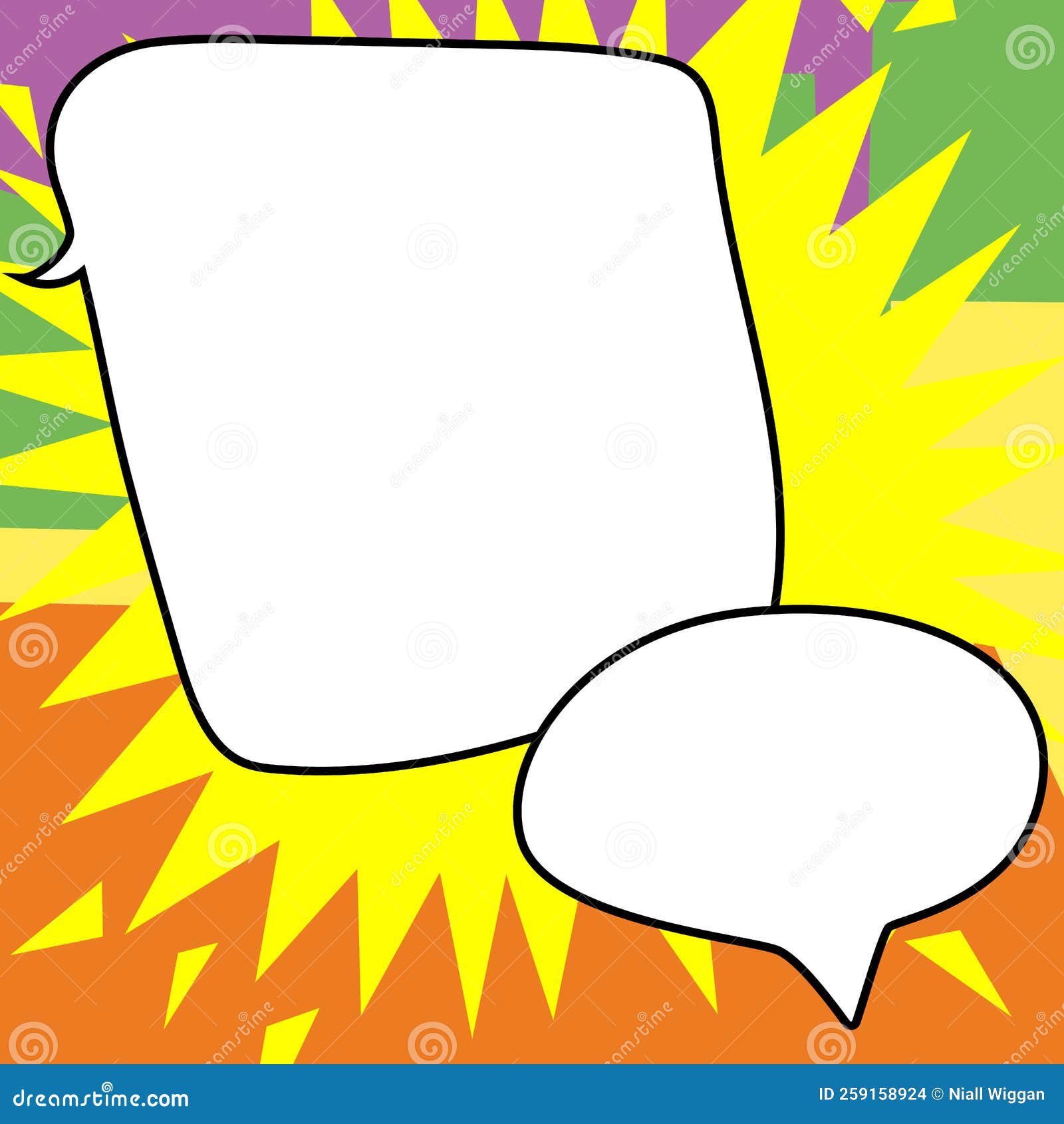 Comic Blank Speech Bubble with Copy Space Over Circular Color ...