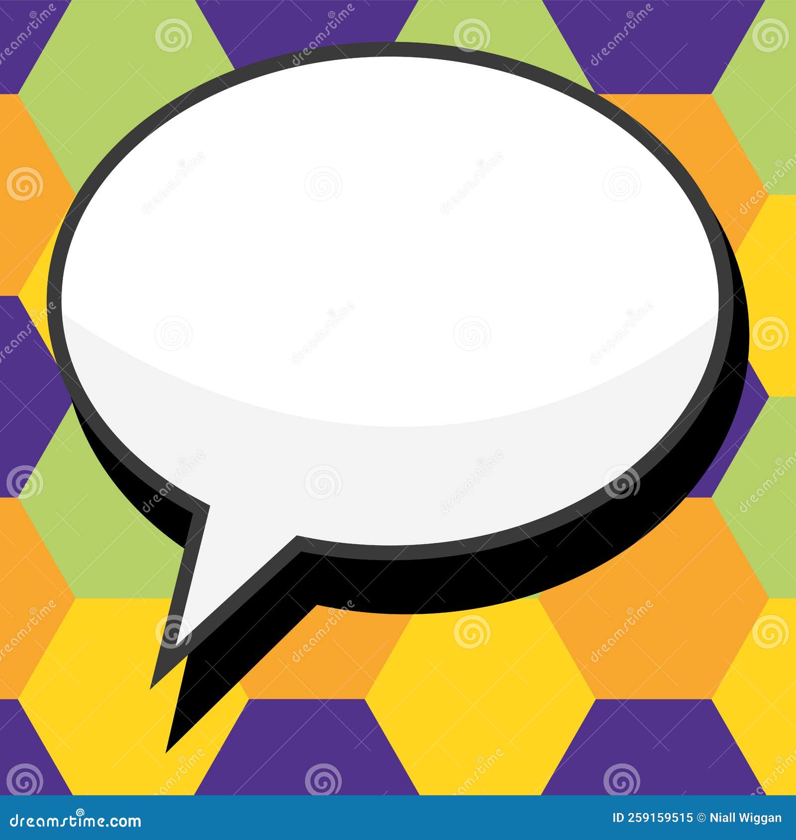 Comic Blank Speech Bubble with Copy Space Over Circular Color ...