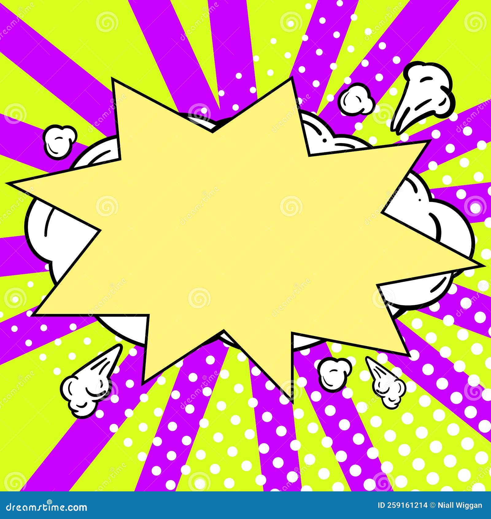 Comic Blank Speech Bubble with Copy Space Over Circular Color ...