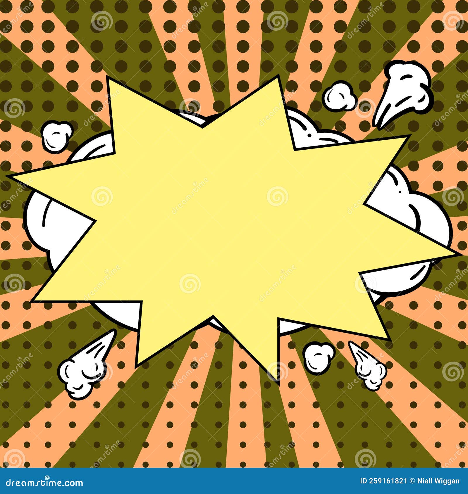 Comic Blank Speech Bubble with Copy Space Over Circular Color ...