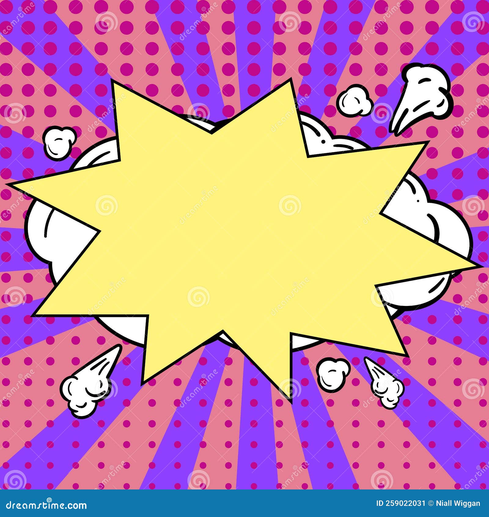 Comic Blank Speech Bubble with Copy Space Over Circular Color ...