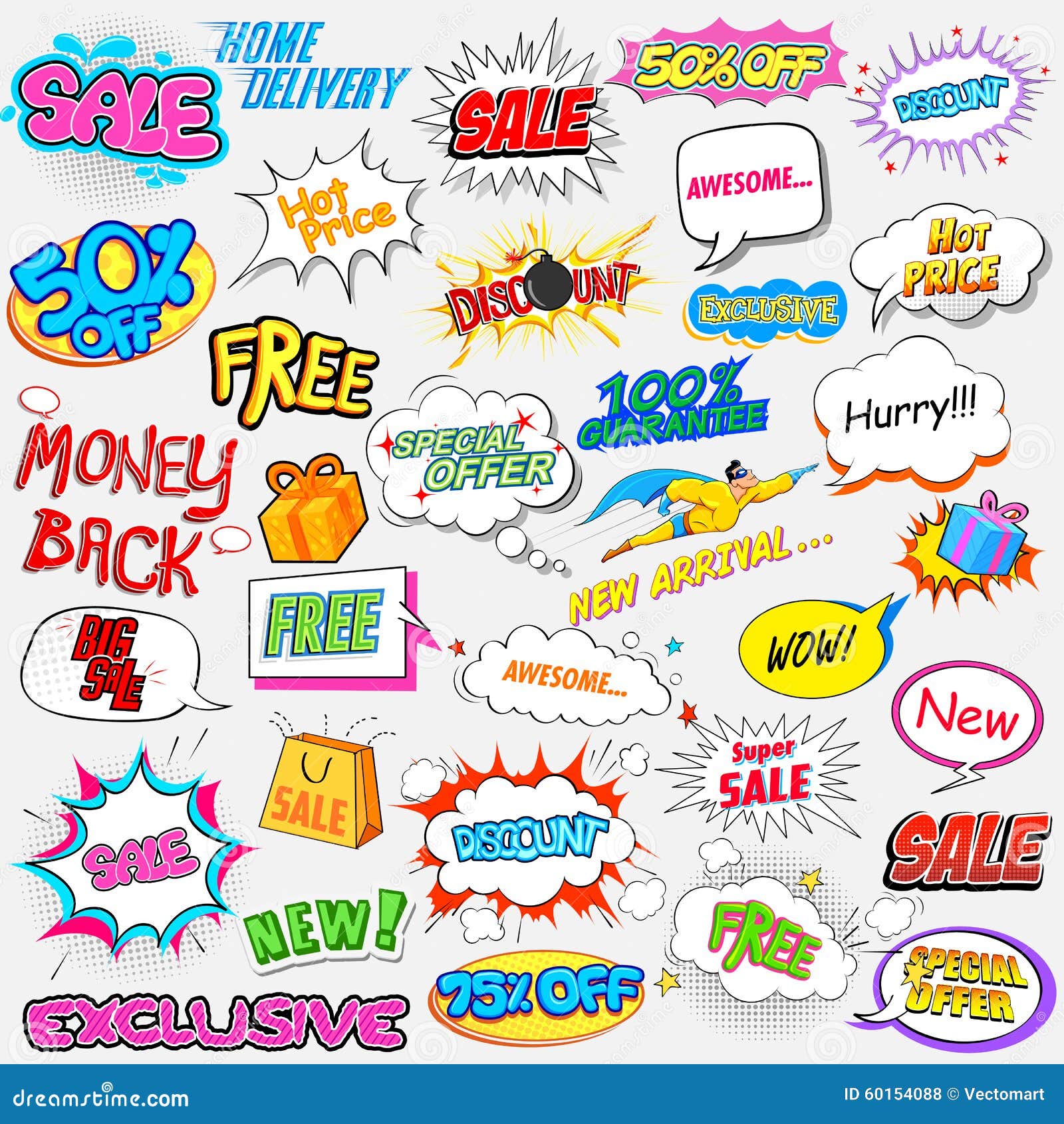 Comic Blast Style Sale and Promotion Element Stock Vector ...