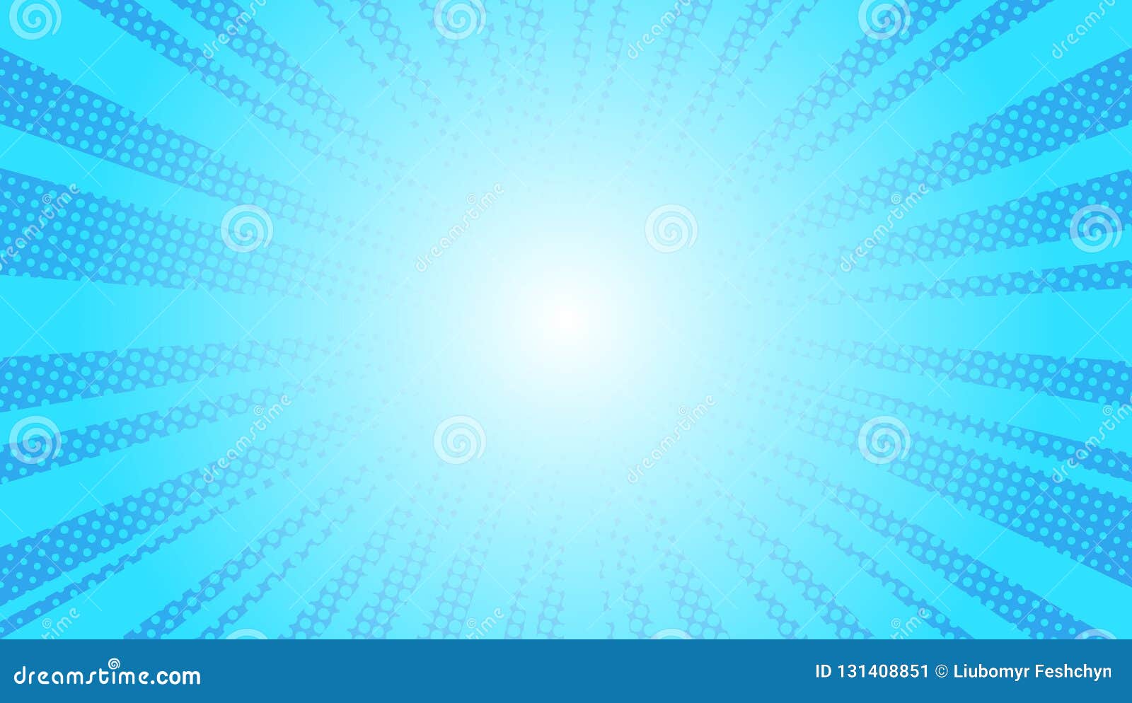 Comic Blue Sun Rays Background Pop Art Retro Vector Illustration Kitsch ...