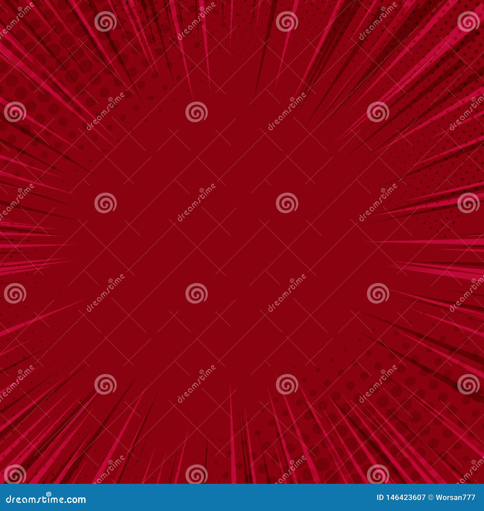 Comic Book Action Lines. Red Pop Art Background Speed Lines Halftone ...