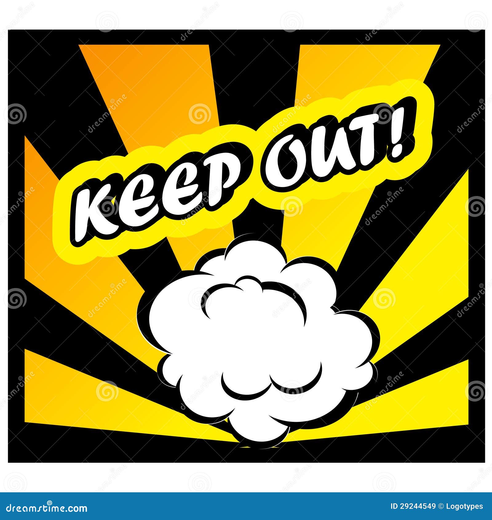 Comic Book Background Keep Out! Sign Card Pop Art Office Stamp Royalty ...