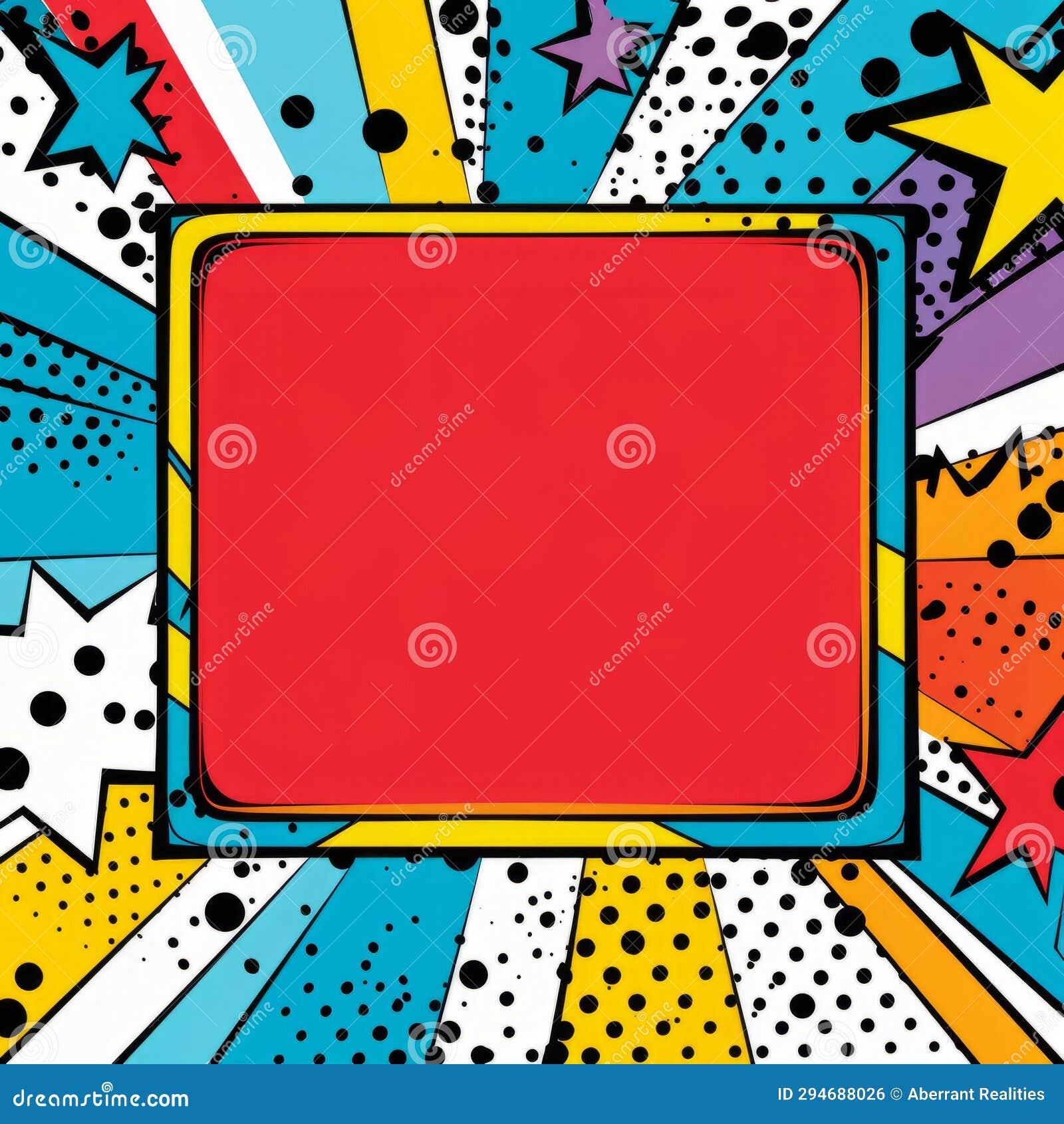 Comic Book Background with Red Frame and Stars Stock Illustration ...