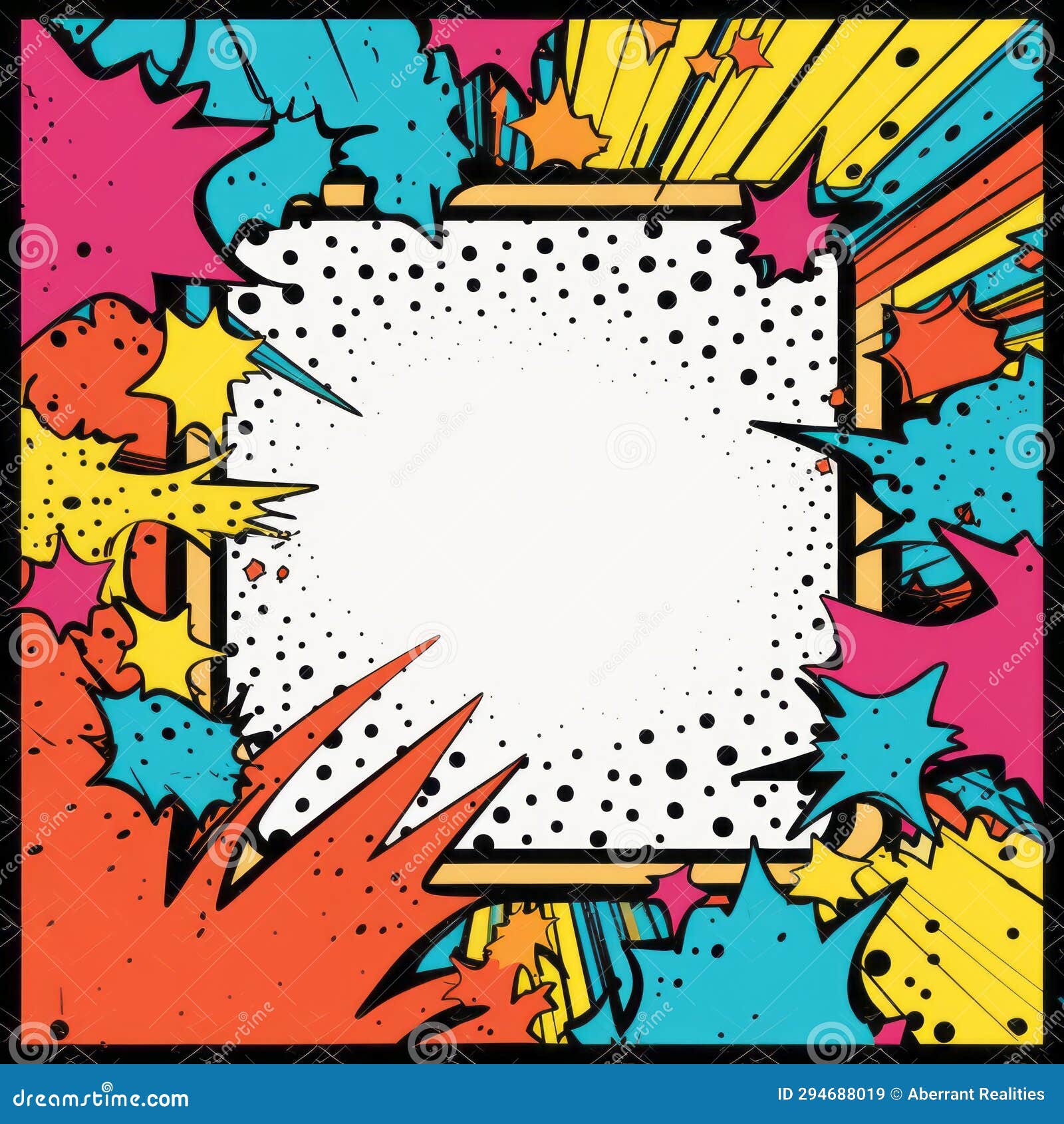 Comic Book Background with a Square Frame Stock Illustration ...