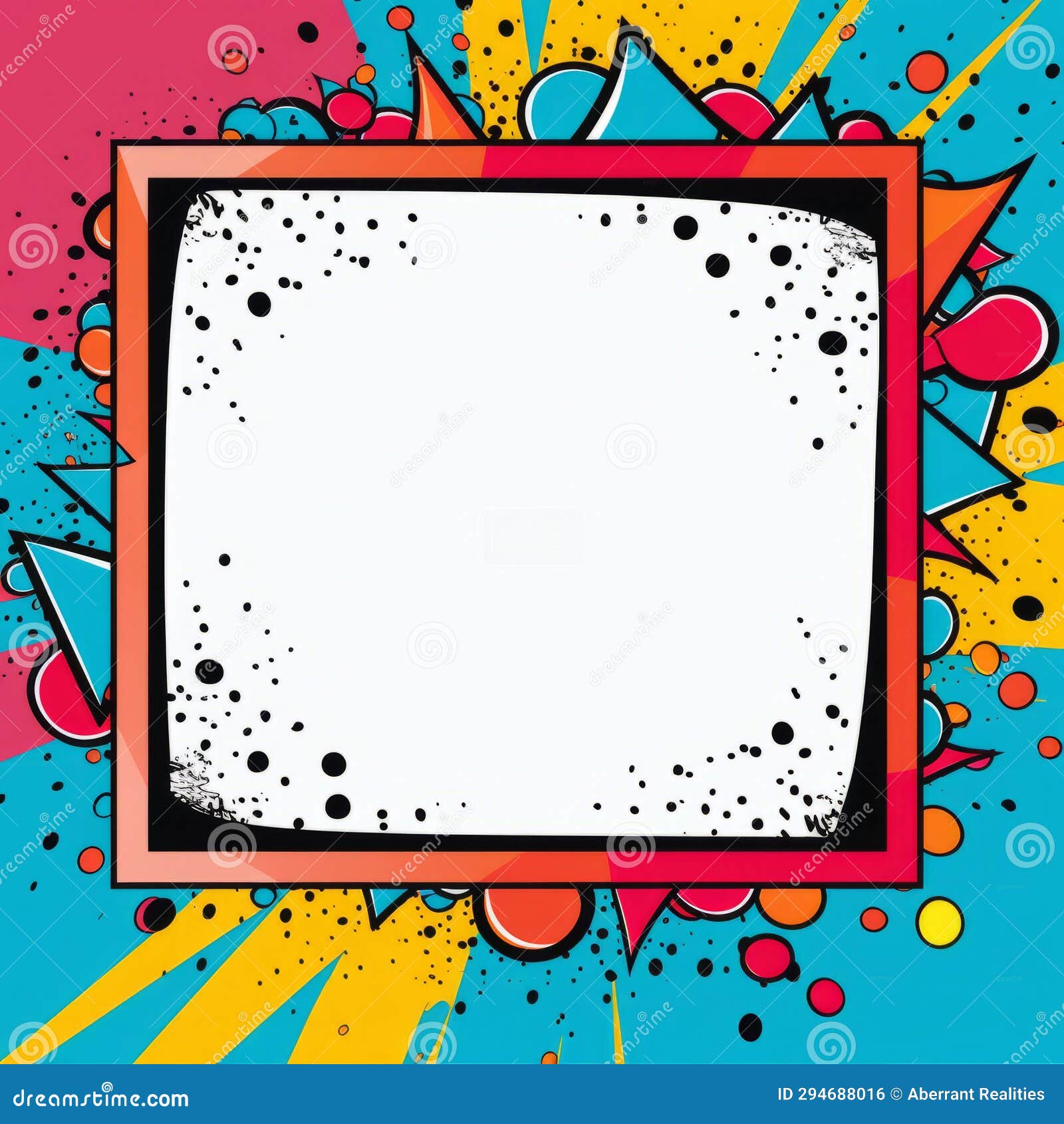 Comic Book Background with a Square Frame on a Colorful Background ...