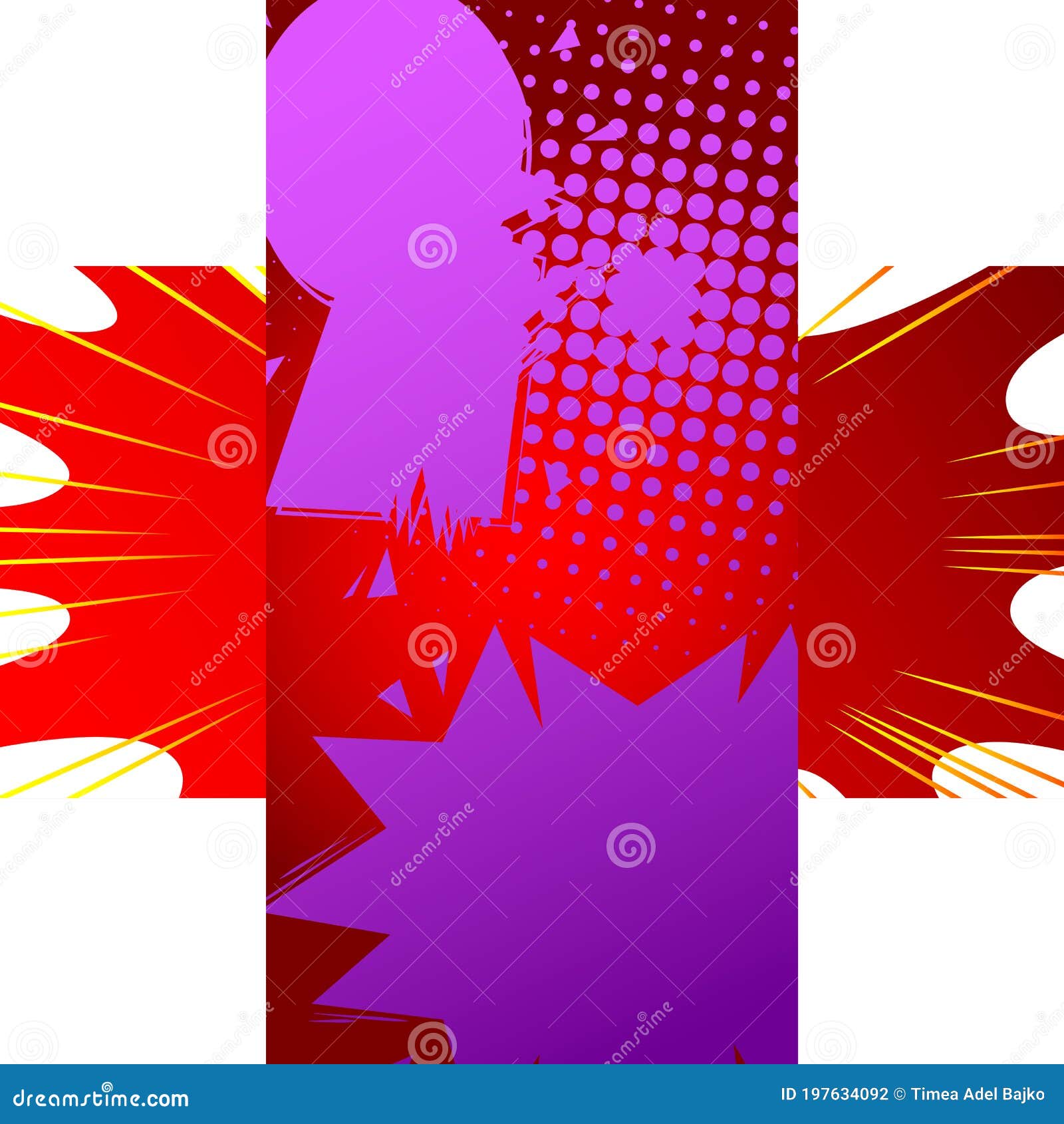 Comic Book Backgrounds on Each Others in Cross Shape. Stock Vector ...